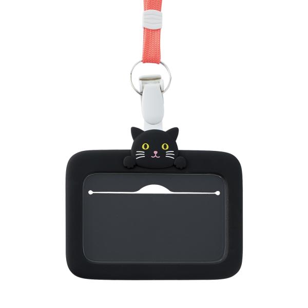 LIHIT LAB (リヒトラブ) SMART FIT PuniLabo IDカードホルダー クロネコ A7804-3 ホルダー ケース 首掛け 定期 入場券 黒猫 くろねこ