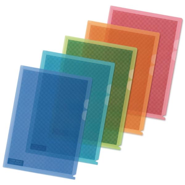 メーカー取寄せ商品【メール便なら送料250円】プラス(PLUS)カモフラージュホルダー A4サイズ 5枚パック　カラーアソート　FL-127CH-5P　ブルー/ライトブルー/ライトグリーン/オレンジ/ピンク　89-426