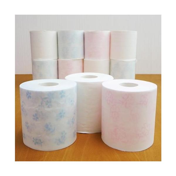 メーカー直送商品【希少な「すかし模様」入り】国産高級トイレットロール　「ハヤシの花」30ロール入り　55m　シングル　アソート（ホワイト・ピンク・ブルー） ハヤシ商事【送料無料】