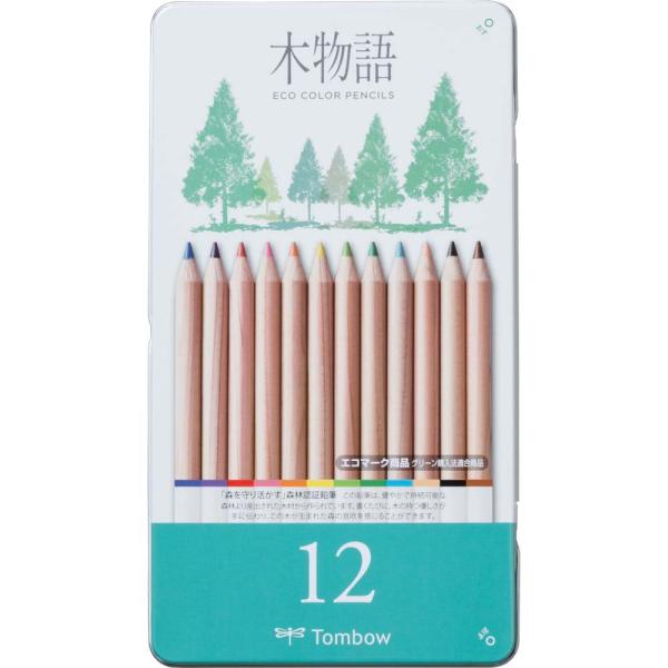 メーカー取寄せ商品【メール便なら送料250円】トンボ鉛筆 缶入色鉛筆 S木物語 12色 CB-RS12C 森林認証鉛筆 エコ 環境対応