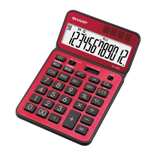 メーカー取寄せ商品 シャープ SHARP カラー・デザイン電卓 プレミアムモデル(抗菌仕様) ナイスサイズタイプ スタイリッシュレッド EL-VN83-RX 12桁 計算機 大型表示 早打ち