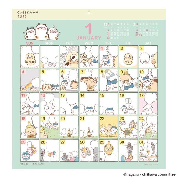 アートプリントジャパン 26年 カレンダー コミックデザイン ちいかわ 1000137019 1月はじまり