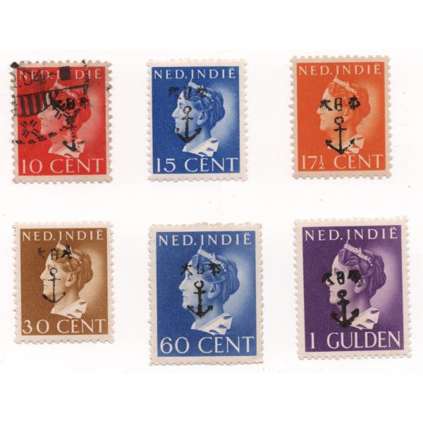 [S175]南方占領地 スマトラ セレベス 小錨黒 新女王10、15、17、1/2、30、60C、1G 6種経年による劣化のある場合があります。状態は写真をご覧の上自らご判断下さい。