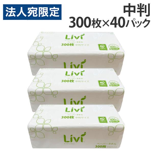使い勝手のいい中判サイズ。購入単位：1箱(40個)配送種別：在庫品Yahoo 通販 4580287287913 3M9540 ユニバーサル・ペーパー リビィ エブリデイ ペーパータオル 中判 300枚 40個 8791 ユニバーサルぺーパー...