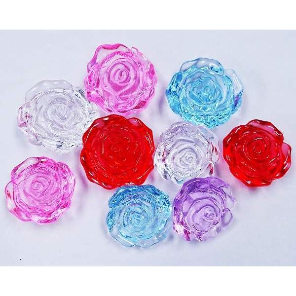 クラッシュアイス　バラ　１ｋｇ各アソート（色、形の指定はできません。）全長：約２７ｍｍ×２７ｍｍ×１５ｍｍ約２２ｍｍ×２２ｍｍ×１４ｍｍ１袋１キログラム分入っています。約２８０個入り（数量はあくまでも重さでの数量で、必ずしもこの数量入ってい...