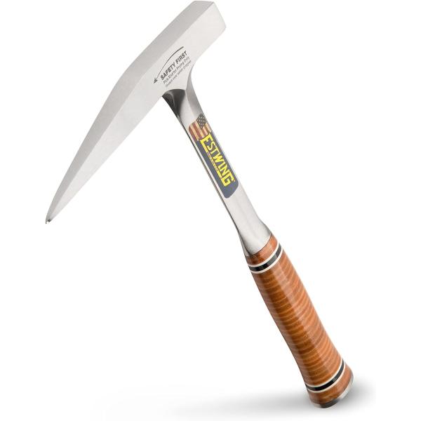 【メーカー】Estwing【型 式】E13P【品 名】軽量ロックピックハンマー 革柄【グリップ】レザーグリップ(茶色)【全 長】約317mm【ヘッド重 量】13oz(約364g)【専用ケース】No.22 別売ヘッド部は柄部分と一体成型でアウ...