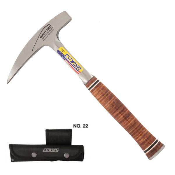 【メーカー】Estwing【型 式】E30【品 名】ロックピックハンマー 革柄【グリップ】レザーグリップ(茶色)【全 長】約330mm【ヘッド重 量】22oz(約616g)【専用ケース】付き、No.22 ヘッド部は柄部分と一体成型でアウトド...