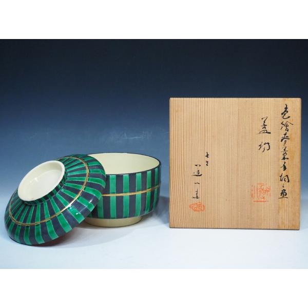 七世 高橋道八造金彩 色絵麦藁手蓋物 京焼  茶道具 菓子器 懐石道具サイズ　約　蓋の直径14.8cm×高さ10.9cm共箱状態未使用の保管品です。蓋物、概ね良好（保管期間によるヨゴレが少しあります）。箱、経年によるシミヨゴレあり。