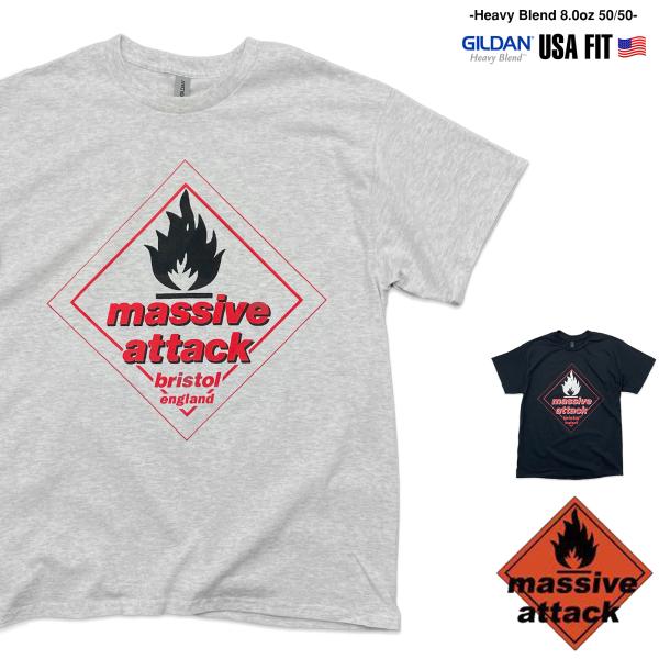 Massive Attack 「Blue Lines」1991マッシヴアタックの1stアルバム「ブルー・ラインズ」のジャケットワークでもあるロゴアートワークが前面に。※ヴィンテージTシャツの復刻デザインです。トリップホップを代表するマッシヴ...