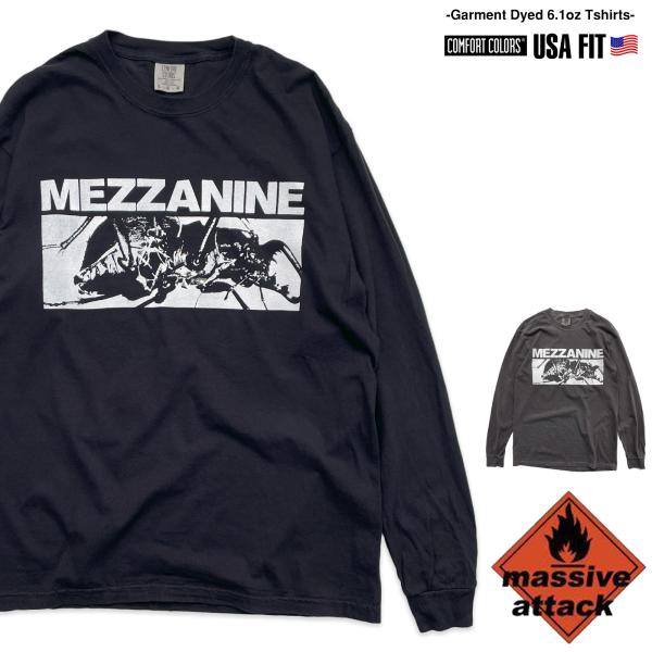 Massive Attack 「Mezzanine」1998製品染めの風合いがヴィンテージライクな雰囲気に。マッシヴアタックの3rdアルバム「メザニン」のクワガタのアートワークが前面に。バックはロゴのワンポイント。そもそも新品特有のTシャツ...