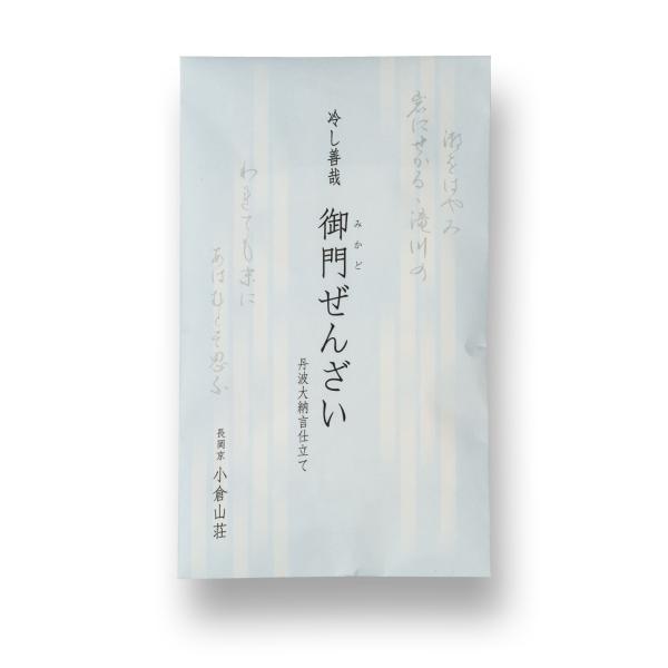 丹波大納言小豆を使用した、涼やかに甘い冷製ぜんざい。小豆種の中でも粒が大きく、味わい深い丹波大納言小豆を使用し、まろやかに仕立てました。【内容量】170g【寸法】タテ190×ヨコ113×高さ20mm【重量】約0.185kg【賞味期限】202...