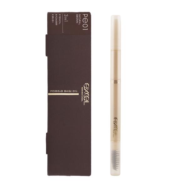JAN 49645967828791本で洗練された美しい眉へ、3機能1体型アイブロウ。【商品名/内容物】excel サナ エクセル ザ プライムアイブロウ PE01 ナチュラルブラウン 【使用方法】1 ペンシルで眉毛1本1本を描き足します。...