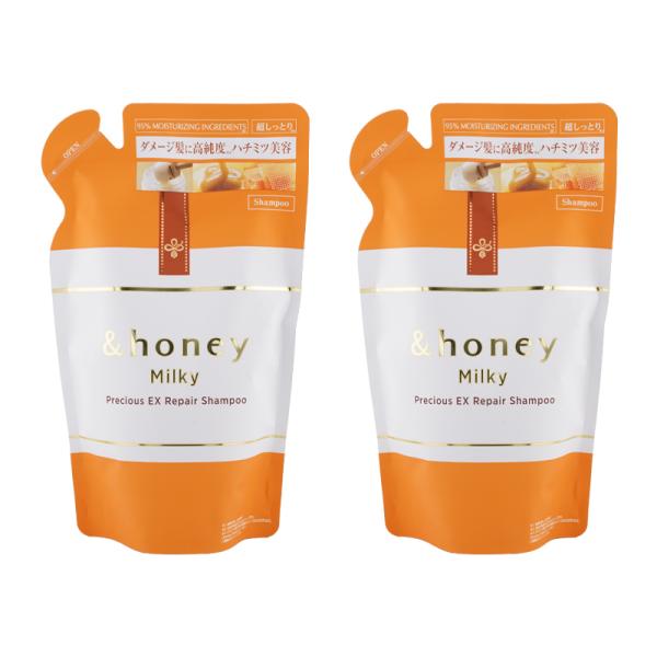 JAN 4589546897146濃密ダメージケアが叶う「&amp;honey Milky」が登場！【商品名/内容物】&amp;honey アンドハニーミルキー プレシャス EX リペアシャンプー1.0 385mL 詰替え アップルスウィー...