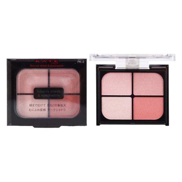 JAN 4973167042540頬まで広く色をのせ目元の印象を拡大 チークシャドウ【商品名/内容物】KATE ケイト バウンシーチークシャドウ 本体 PK-2ピンクムース 4.9g 【使用方法】1.指またはお手持ちのブラシにA・Bお好みの...