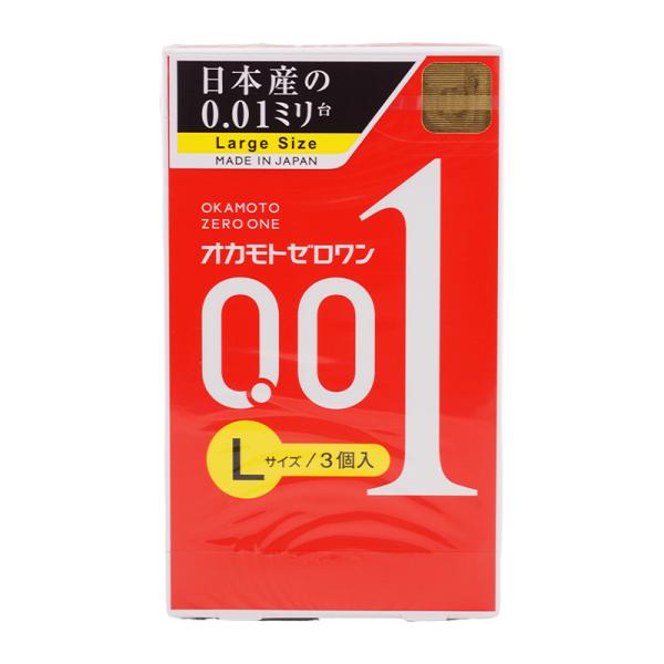 JAN 4547691775122【商品説明】オカモトのコンドーム技術の特長である「均一なうすさ」を0.01ミリ台(当社測定)で実現。「先端」から「根本」まで全体がうすく製造されています。日本産のLサイズ3個入オカモトゼロワンにLサイズ新登...