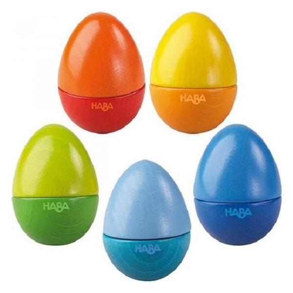 しっかり握って振ってみましょう。５色のたまごはすべて違う音がします。耳を澄まして聞いてみましょう。ひとつだけ「振る」じゃないたまごがあります。探してみよう。