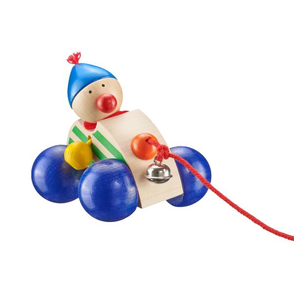 レーサーモチーフの引っ張るおもちゃです。首を左右に揺らして進みます。対象年齢：１歳〜サイズ：11cm材質：カエデ