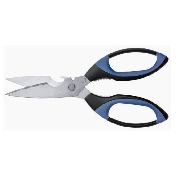 全長約21cm、刃の長さ8.5cm、重量120gステンレス鋼4本の指が入る耐寒ソフトグリップは大変安定した調理が出来ますさまざまな食材を切り分け出来て、包丁を使う手間が省けます金属シート、コード、ヒモ等DIYやドレスメーカーの愛好家にも使わ...