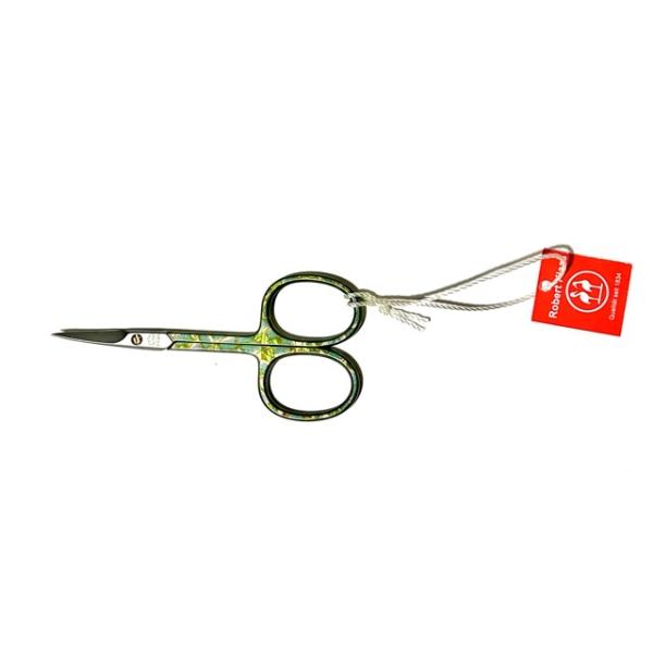 ロバートクラス（独）キューティクルシザー（甘皮ハサミ）９ｃｍ サテンステンレス カラー　 全長9cm、15g、刃部幅２cm用途：甘皮切や眉毛カット用カット部とネジ部以外はきれいなカラーデザイン仕上げネジ部：金メッキネジ材質：艶消しサテンステ...