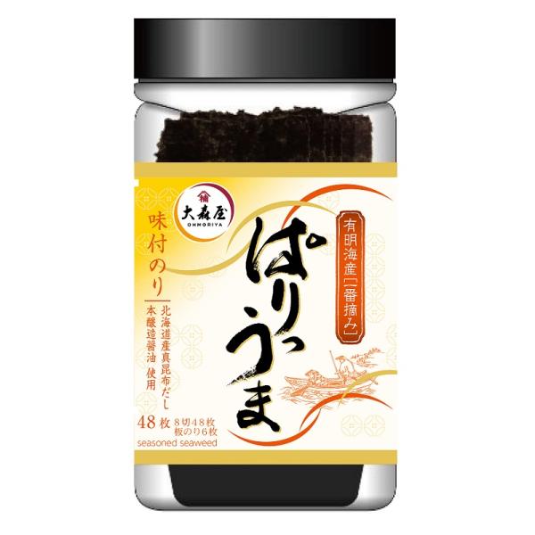 商品名通りの食感を確かめて下さい！店頭で市販されている中では、大森屋最高級の味付のりです。有明海産一番摘みの原料を美味しく引き立てるための技が詰め込まれています。決めての「タレ」は北海道産の真昆布からとった清澄なだしと本醸造醤油（宮崎県製造...