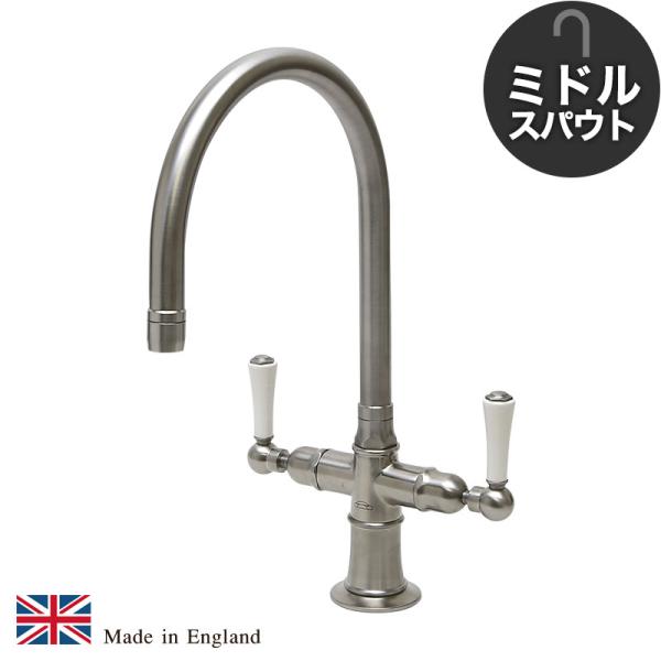 【Hornbeam Ivy】1221UK-W52　ステンレス・モノ・ミキサー（ミドル）■材質：本体／ステンレスSUS304　レバー／セラミック　カートリッジ／真鍮（黄銅）■吐水位置：L217×H228（mm）■取付穴サイズ：φ35mm×1ヶ...