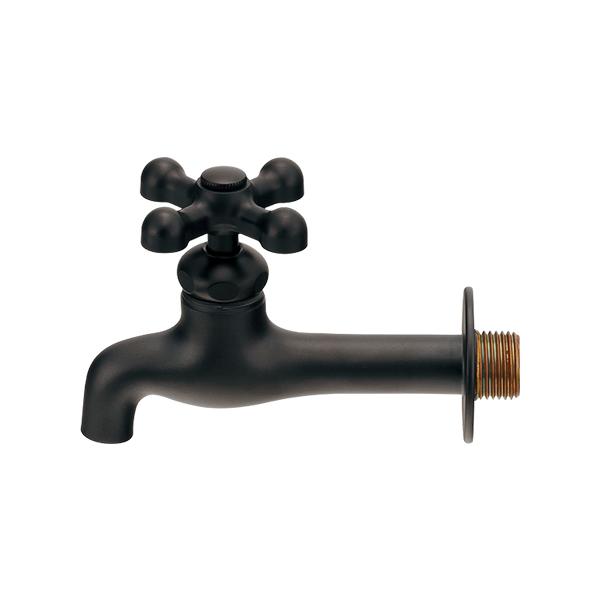 後継品：701-021B-MD になります。■用途・種別：壁付け用単水栓／カラー胴長横水栓   ■仕様：水・お湯のどちらか一方に使用出来る単水栓   ■材質：青銅   ■色／表面仕上げ：マットブラック（黒塗装仕上げ）   ■給水栓取付ネジ：...