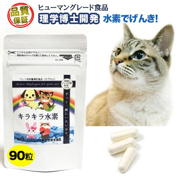 【内容】ペット用キラキラ水素（ペット用水素サプリ）90カプセル：21.6g(240mg×90カプセル)●特許第4404657号製造法●健康食品GMP取得工場【原材料】水素還元焼成サンゴカルシウム(沖縄産サンゴカルシウム)／HPMC（植物性カ...