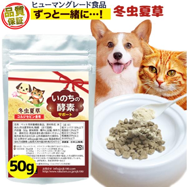 【内容】「いのちの酵素サポート 冬虫夏草含有 50g」（ペット用酵素含有健康食品）【原材料】米ぬか/ 冬虫夏草粉末 /麹菌※原料は全て国産・遺伝子組み換えは使用していません【広告文責】株式会社OJK 健康促進事業部 0235-25-0513...