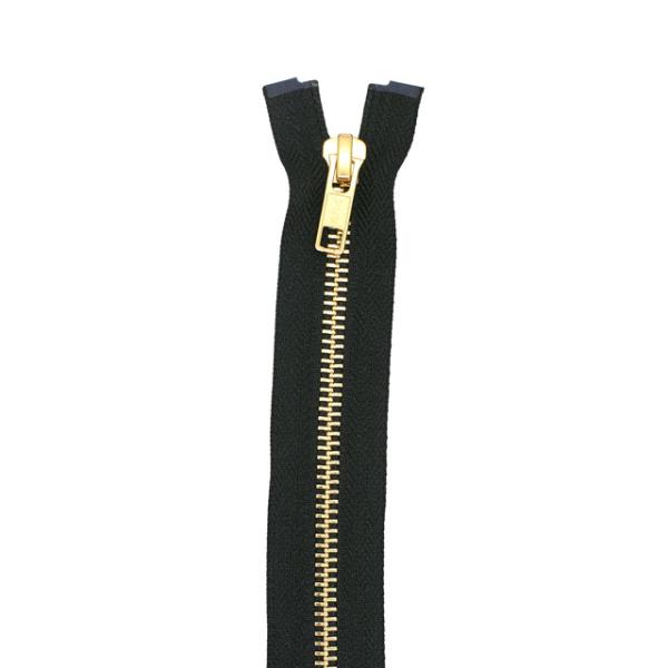 ●金属ファスナー●素材：エレメント…丹銅　テープ…ポリエステル●サイズ：No.5　長さ60cm●エレメント（務歯）：ゴールド【商品の詳細】エレメントが金属でできているオープンファスナーです。スライダーを1番下まで下ろすことで、左右のテープを...