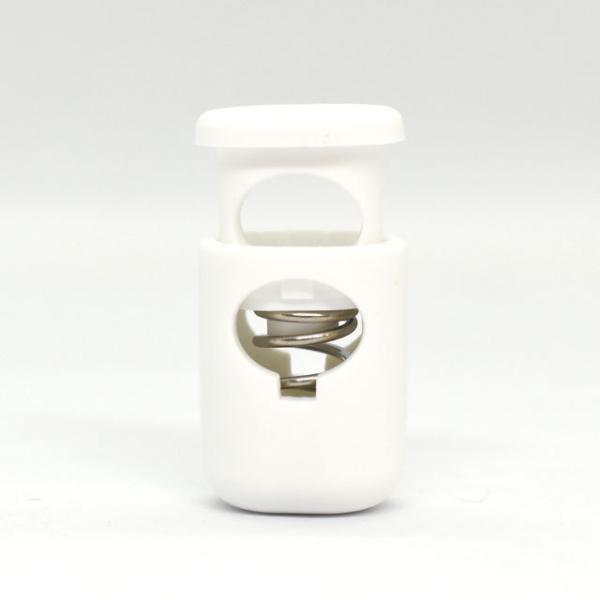 ●素材：本体・・・ナイロン樹脂、バネ・・・ステンレス●サイズ：紐通し内径 約6mm×8mm※詳細は画像を参照ください。●推奨紐サイズ：直径3mm以下（2本使用時）【商品の詳細】中紐用のベーシックなコードロックです。コートやブルゾンなどのアウ...