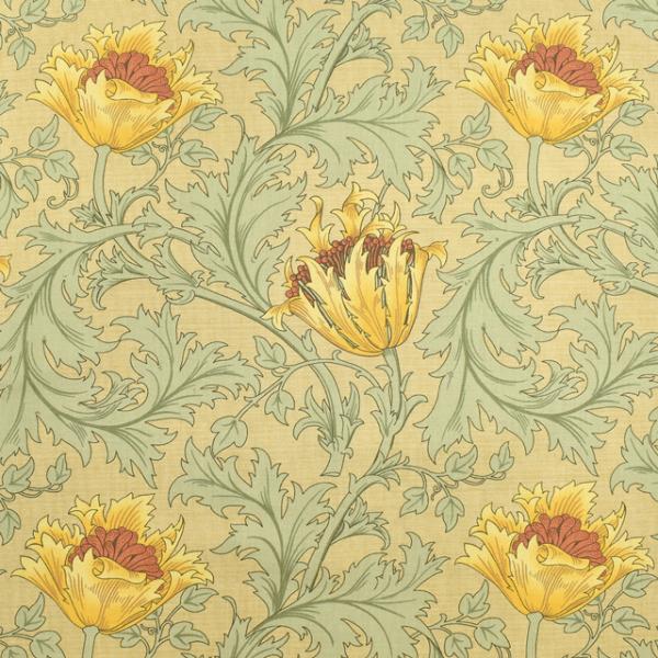 ●素材：綿100％●生地幅：約110cm【生地の特徴】プリント生地で有名なmodaのプリント生地です。ウィリアム・モリスの「アネモネ」のデザインがシーチングにプリントされています。やわらかく針通りの良い、やや薄手の生地なので、手縫いにもおす...