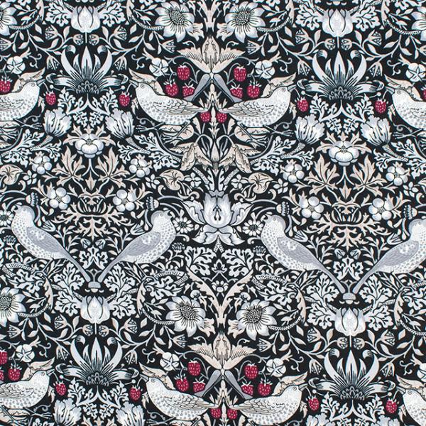 ●素材：綿100％●生地幅：約110cm【商品の説明】プリント生地で有名なmodaのプリント生地です。ウィリアム・モリスのテキスタイルの中でも特に人気の高い「いちご泥棒」のデザインがシーチングにプリントされています。やわらかく針通りの良い、...