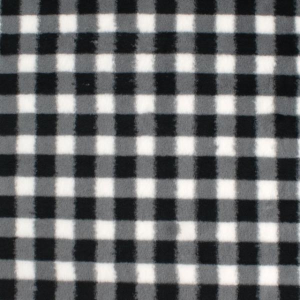 ●素材：ポリエステル100%●生地幅：約160cm【生地の特徴】インパクトのあるチェック柄がプリントされたファー生地です。ベースの生地も硬くないので比較的扱いやすく、短めの毛のファーです。ディスプレイや衣装作り、小物使いにおすすめ。【ご注意...