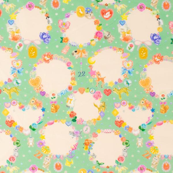 ●素材：綿100％●生地幅：約105cm【生地の特徴】yukiemonデザイナー松浦由起江さんプロデュースの「22fabric（ニャンニャンファブリック）」のデジタルプリント生地。デジタルプリントで表現されたファンタジックな柄とカラフルな色...