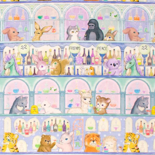 ●素材：綿100％●生地幅：約105cm【生地の特徴】yukiemonデザイナー松浦由起江さんプロデュースの「22fabric（ニャンニャンファブリック）」のデジタルプリント生地。デジタルプリントで表現されたファンタジックな柄とカラフルな色...