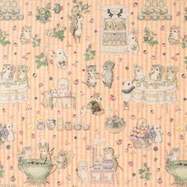 ●素材：綿85％、麻15％●生地幅：約105cm【生地の特徴】yukiemonデザイナー松浦由起江さんプロデュースの「22fabric（ニャンニャンファブリック）」のデジタルプリント生地。デジタルプリントで表現されたファンタジックな柄とカラ...