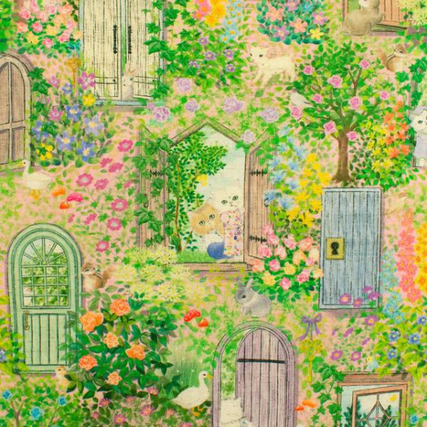 ●素材：綿85％　麻15％●生地幅：約105cm●生産国：日本【生地の特徴】yukiemonデザイナー松浦由起江さんプロデュースの「22fabric（ニャンニャンファブリック）」のデジタルプリント生地。デジタルプリントで表現されたファンタジ...