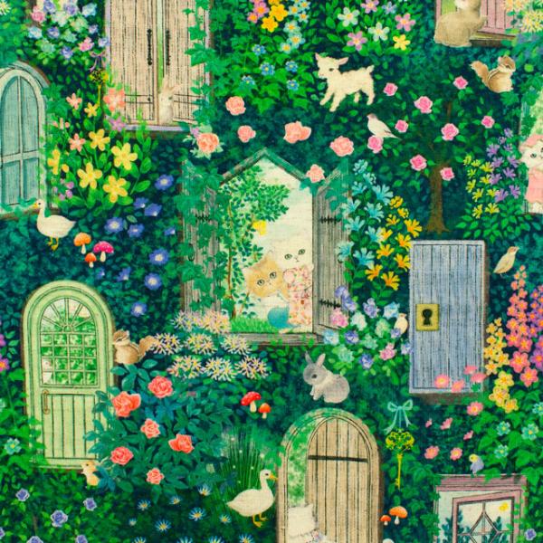 ●素材：綿85％　麻15％●生地幅：約105cm●生産国：日本【生地の特徴】yukiemonデザイナー松浦由起江さんプロデュースの「22fabric（ニャンニャンファブリック）」のデジタルプリント生地。デジタルプリントで表現されたファンタジ...