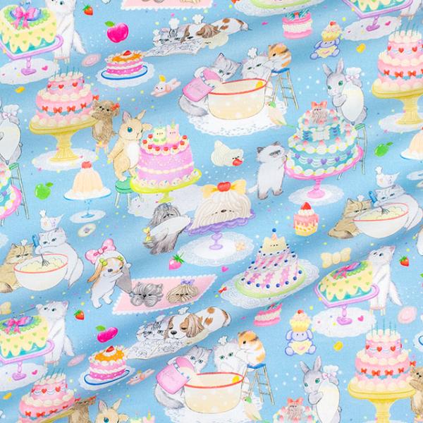 ●素材：綿100％●生地幅：約105cm【商品の説明】yukiemonデザイナー松浦由起江さんプロデュースの「22fabric（ニャンニャンファブリック）」のデジタルプリント生地。デジタルプリントで表現されたファンタジックな柄とカラフルな色...