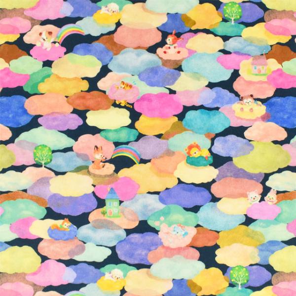 ●素材：綿100％●生地幅：約105cm【生地の特徴】yukiemonデザイナー松浦由起江さんプロデュースの22fabric（ニャンニャンファブリック）のデジタルプリント生地。デジタルプリントで表現されたファンタジックな柄とカラフルな色使い...