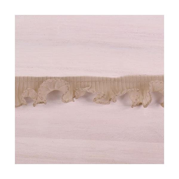 ●素材：ポリエステル100％●サイズ：幅約25mm【商品の詳細】生地に細かくプリーツを寄せたフリルレース。懐かしい雰囲気で、衣装や小物、インテリア等に。・生地をバイアスに接いで製造している為、一定の長さごとで接ぎ目が発生します。・製造の工程...