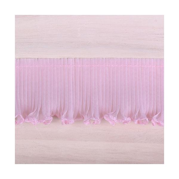 ●素材：ポリエステル100％●サイズ：幅約50mm【商品の詳細】生地に細かくプリーツを寄せたフリルレース。懐かしい雰囲気で、衣装や小物、インテリア等に。・生地をバイアスに接いで製造しているため、一定の長さごとで接ぎ目が発生します。・製造の工...