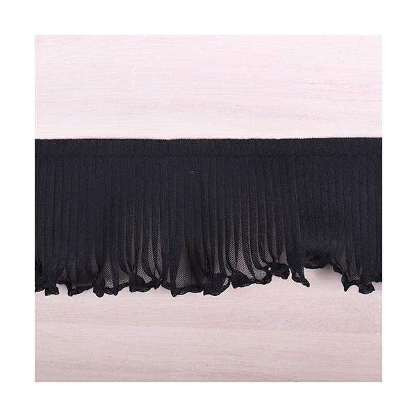 ●素材：ポリエステル100％●サイズ：幅約50mm【商品の詳細】生地に細かくプリーツを寄せたフリルレース。懐かしい雰囲気で、衣装や小物、インテリア等に。・生地をバイアスに接いで製造しているため、一定の長さごとで接ぎ目が発生します。・製造の工...