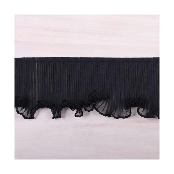 ●素材：ポリエステル100％●サイズ：幅約75mm【商品の詳細】生地に細かくプリーツを寄せたフリルレース。懐かしい雰囲気で、衣装や小物、インテリア等に。・生地をバイアスに接いで製造しているため、一定の長さごとで接ぎ目が発生します。・製造の工...