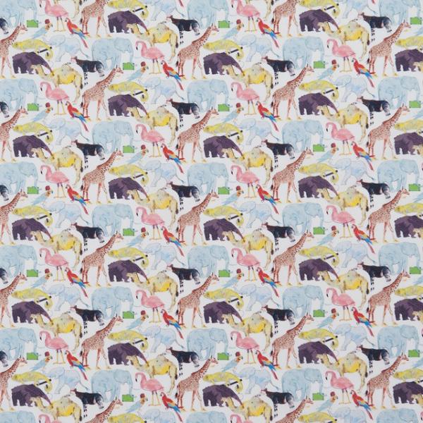 ●素材：綿100％●生地幅：約110cm【生地の特徴】リバティジャパンの定番「エターナルコレクション」。上品な艶とやわらかな肌ざわりが特徴の、リバティ・ファブリックスのタナローン生地です。子供服売場を表すこの柄は、動物園の前で行列する動物た...