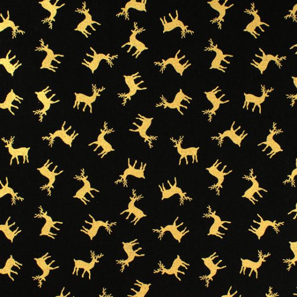 ●素材：綿110%●生地幅：110cm【生地の特徴】USAコットン WINDHAMのプリント生地です。クリスマスモチーフのトナカイがデザインされています。プリントにはラメ箔が使われているのでゴージャスに仕上がります。薄手のシーチング生地なの...