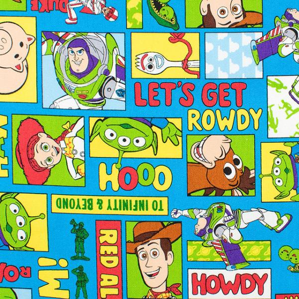 ●素材：綿100％●生地幅：約110cm【商品の説明】ディズニーのBTS（Back To School）シリーズの2025年新柄オックス生地です。トイ・ストーリーのキャラクターたちがコミック調にデザインされています。柄の上下がないので、裁断...