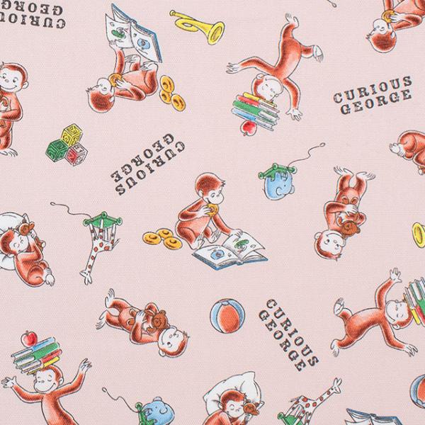 ●素材：綿100％●生地幅：約110cm【商品の説明】年齢問わずに人気のおさるのジョージのプリント生地です。柄の上下がないので、裁断も簡単です。中肉程度の厚みのオックス生地は、程よいハリ感と柔らかさがあり、初心者の方にも扱いやすい素材です。...