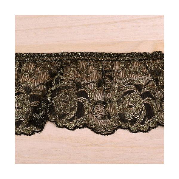 ●素材：ナイロン60％　レーヨン40％●サイズ：幅約90mm【商品の詳細】ラメ糸を織り込んだゴージャスなラッセルレースです。ドレスなどの衣装の裾や、カーテンなどのインテリアに。バッグなどの小物にも。・製造の工程上、1反の中に繋ぎ目が入る事が...