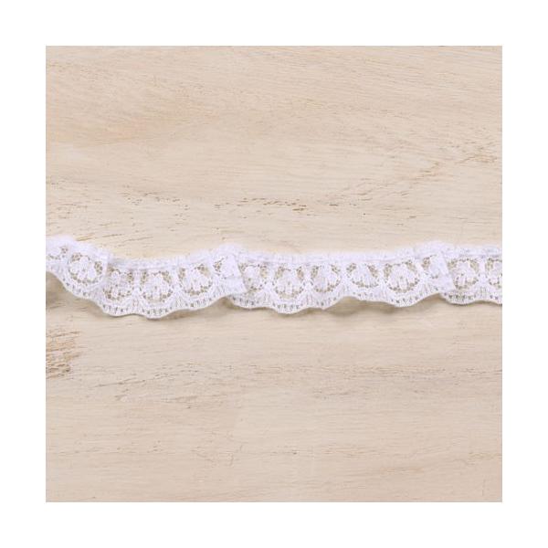 ●素材：ナイロン100％●サイズ：約12mm幅【商品の特徴】細幅ラッセルレースです。フリルタイプなので曲線にもなじみやすく、衿元や袖口の飾りにおすすめです。お人形のお洋服作りにも♪・製造の工程上、1反の中に繋ぎ目が入る事がございます。・同じ...